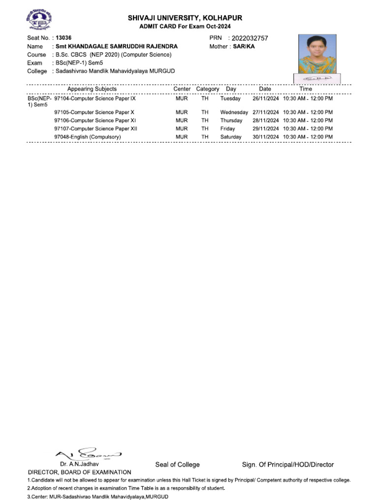 Suk Xtra Hall Ticket | PDF