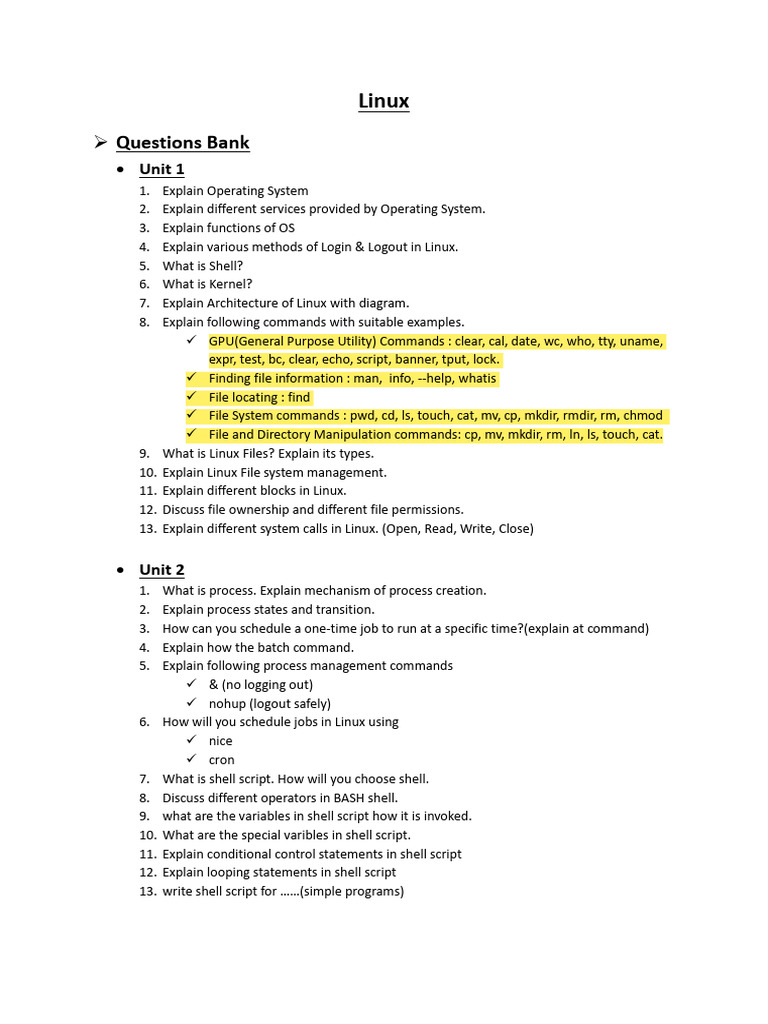 BSC QueBank - Linux | PDF