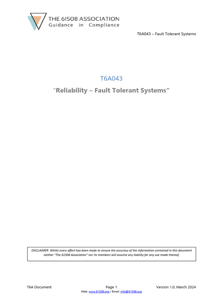 T6A043 Fault Tolerant Systems V1 E032024 | PDF | Reliability Engineering | Fault Tolerance