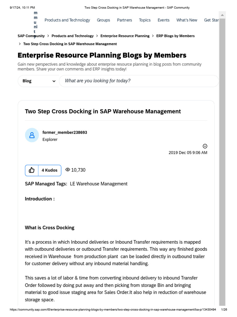 Two Step Cross Docking in SAP Warehouse Management - SAP Community ...