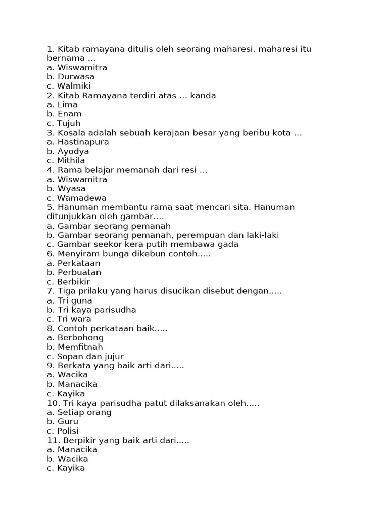 Latihan Soal Agama Hindu 1 | PDF