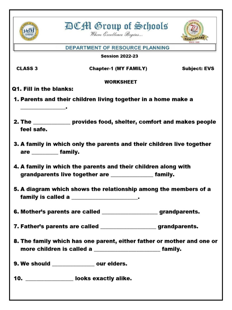 Class-III EVS Ch-1 Worksheet | PDF