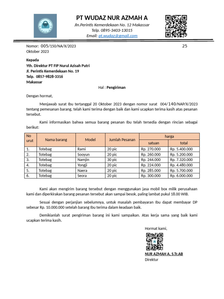 Surat Pengiriman | PDF
