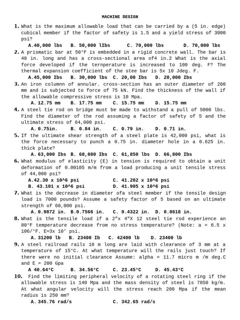 Machine Design | PDF | Strength Of Materials | Ultimate Tensile Strength