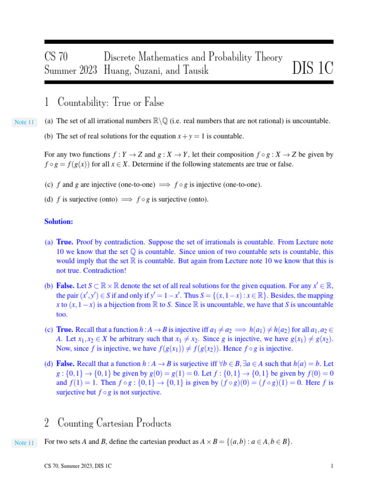 Dis01c Sol | PDF | Mathematics | Mathematical Concepts
