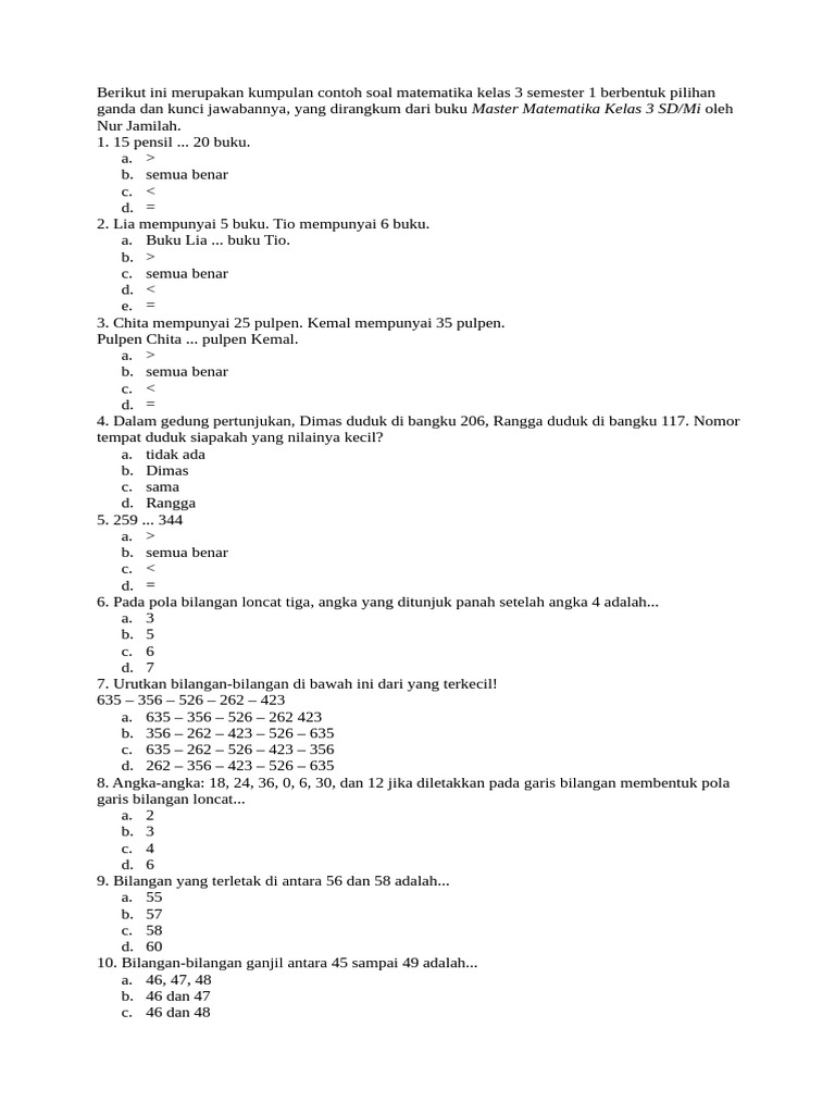 Soal Match Kelas 3 | PDF
