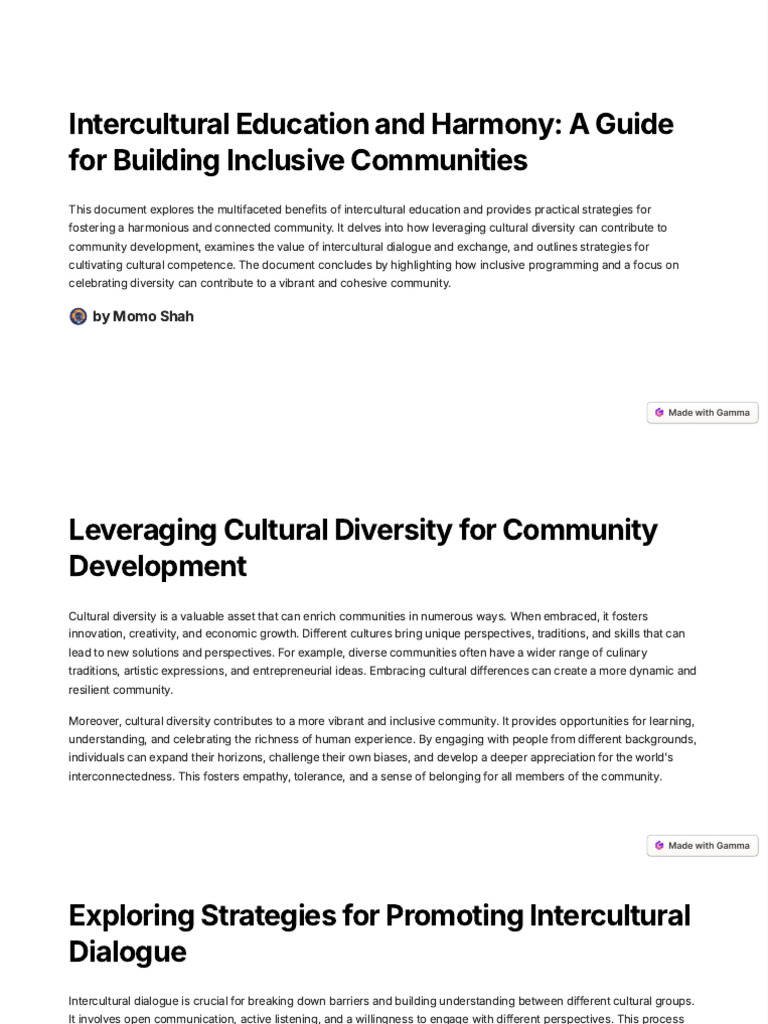 Intercultural Education for Inclusive Communities | PDF | Cross ...