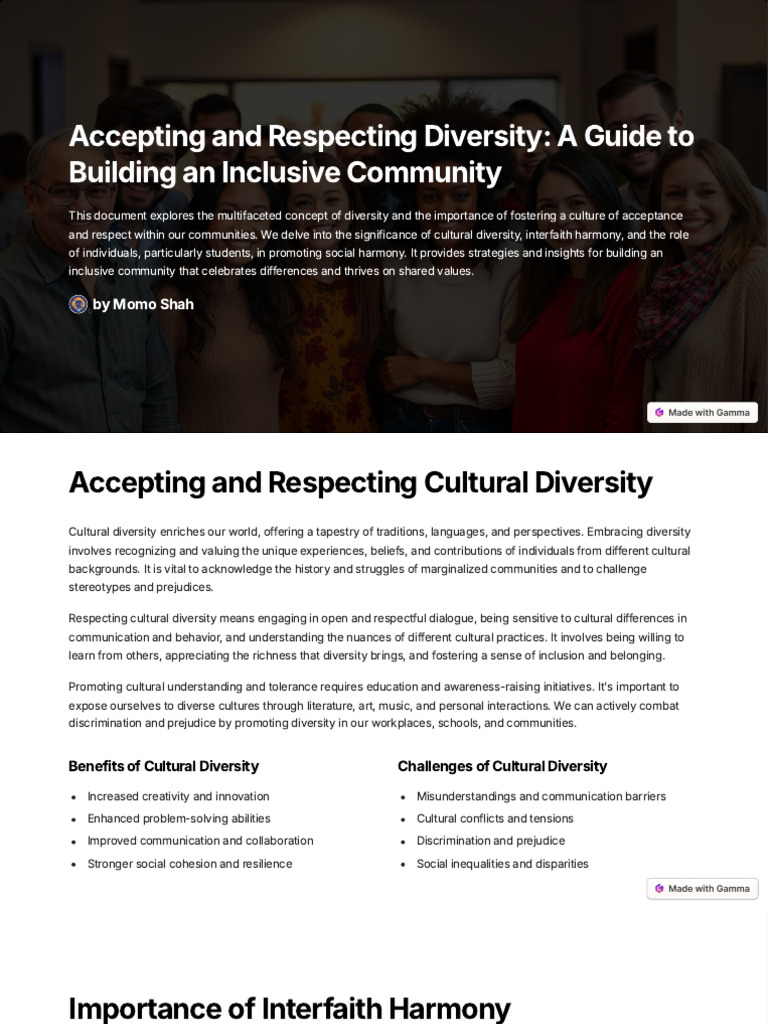 Accepting and Respecting Diversity A Guide To Building An Inclusive ...