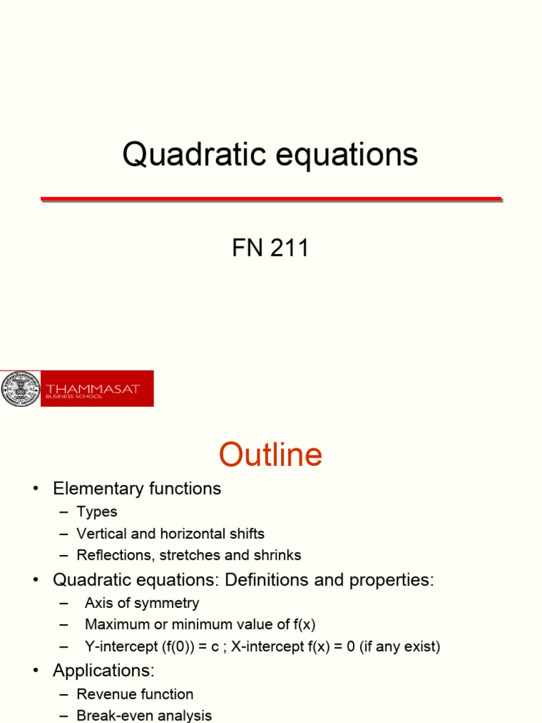 Lecture3 QuadraticEquations | PDF | Internal Rate Of Return | Net ...