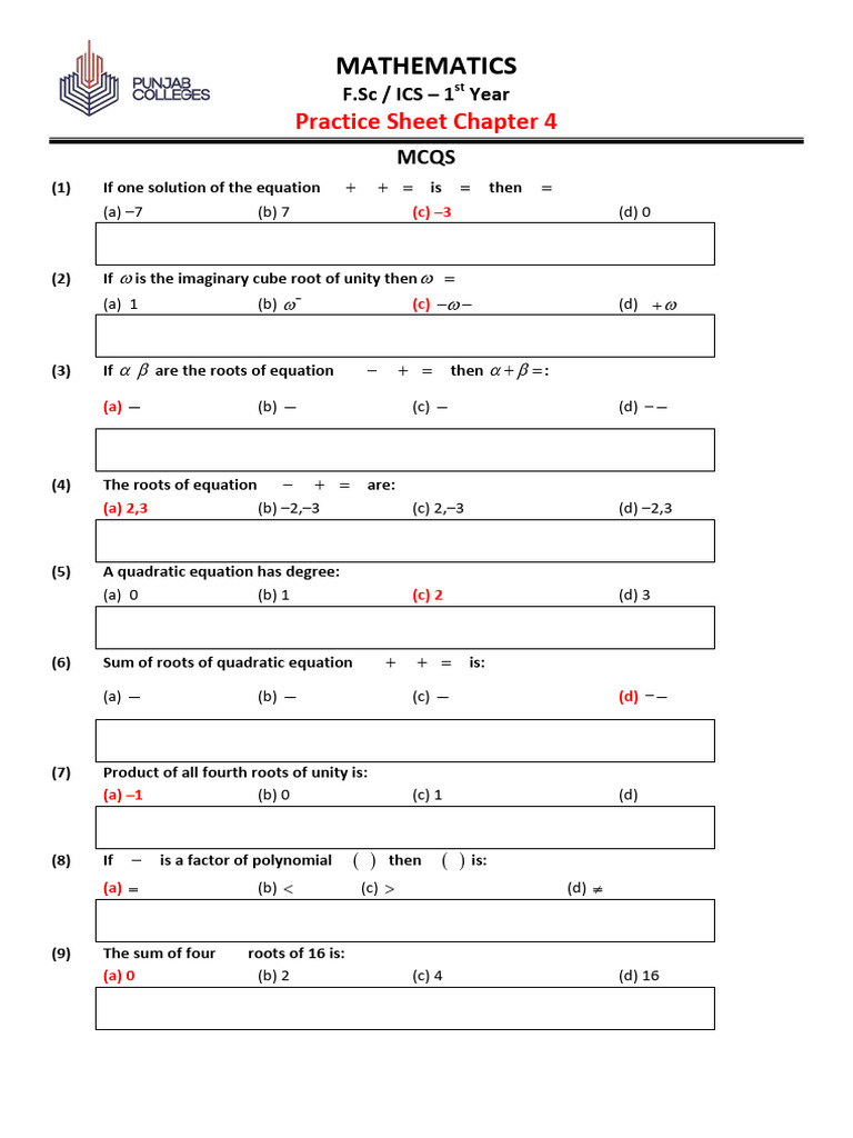 Math Practice Sheet P-1-Ch.4 | PDF | Mathematics | Algebra