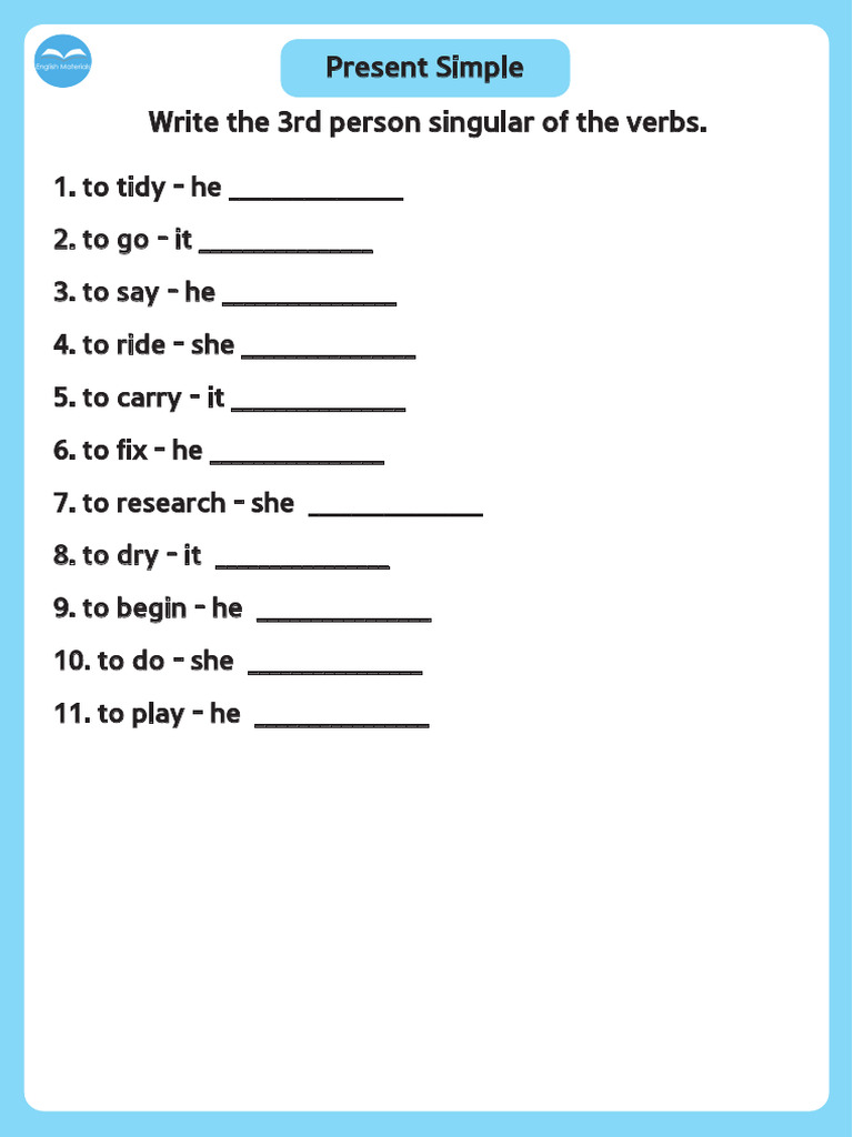 Present Simple Ending 3rd Form Englishmat | PDF