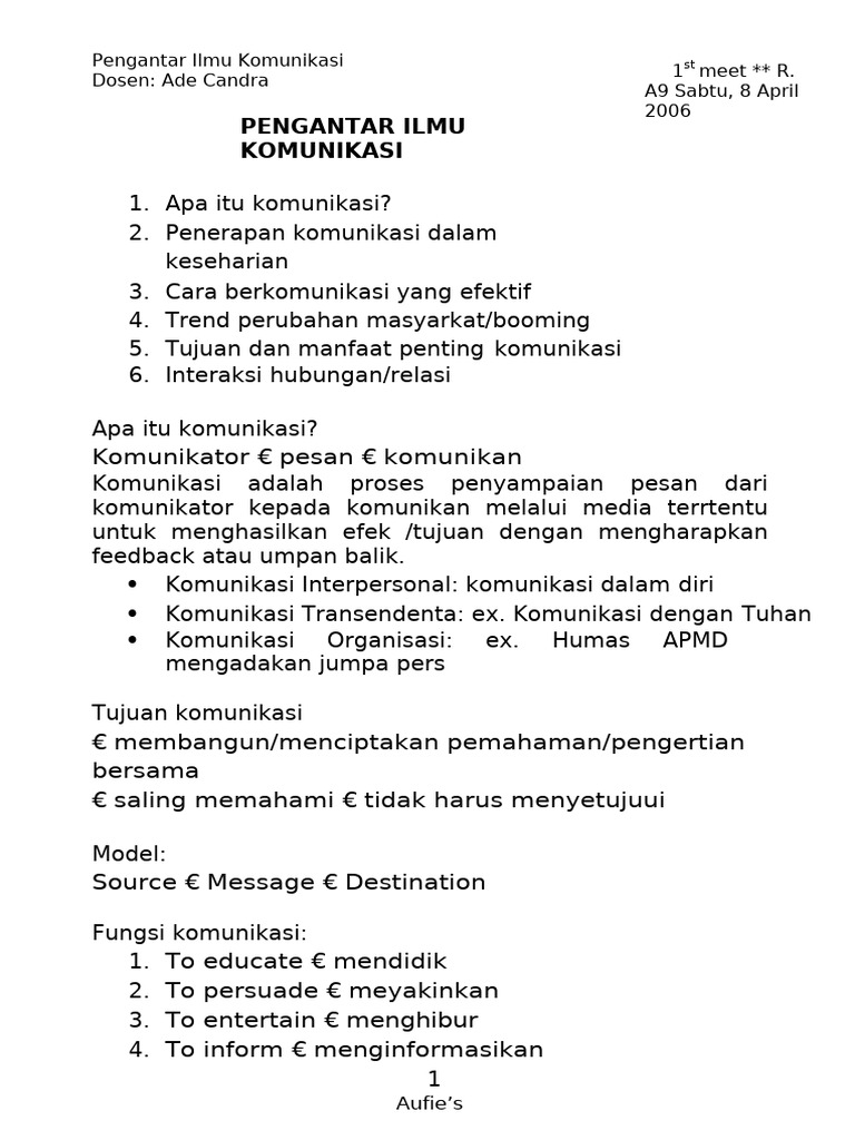 Pengantar Ilmu Komunikasi | PDF