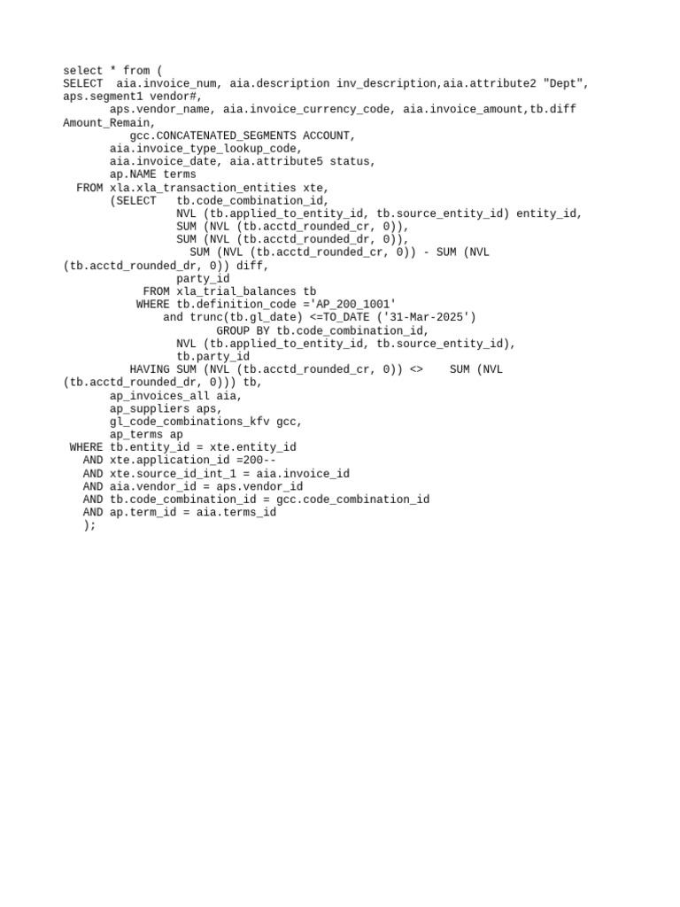 Trial Balance Query | PDF