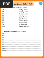 English Numbers 1 To 100 Worksheet | PDF