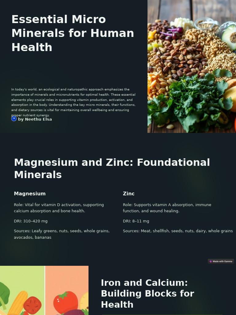 Essential Micro Minerals For Human Health | PDF | Nutrients | Vitamin