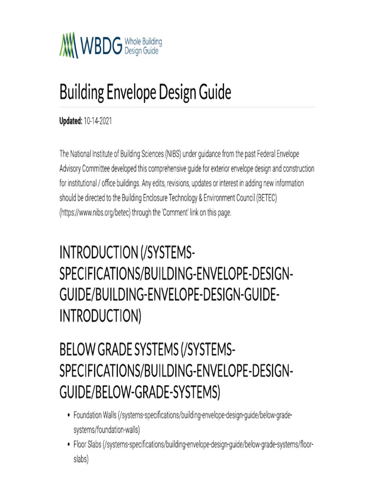 1 - Building Envelope Design Guide - WBDG - Whole Building Design Guide Ref Int | PDF | Computer ...