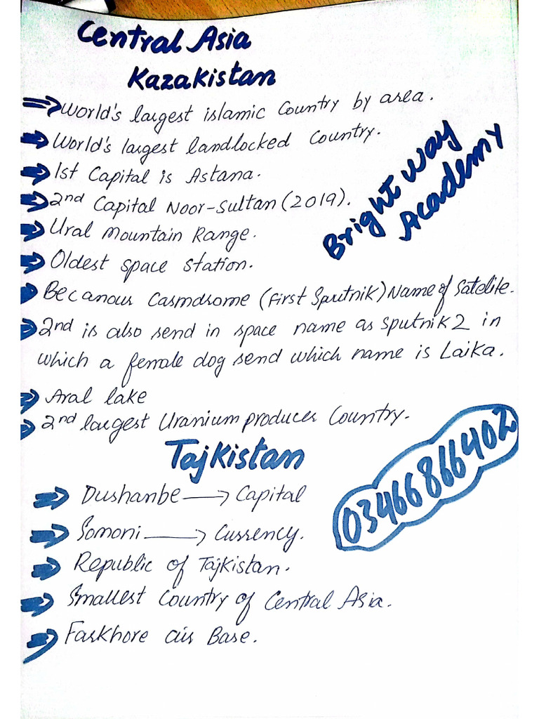 Asia Continent Remaining Part Important Notes (Bright Way Academy) 4 | PDF
