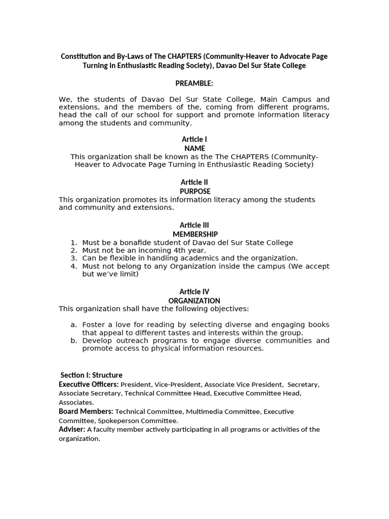 Constitution and By-Laws of The CHAPTERS | PDF | Impeachment | Expense