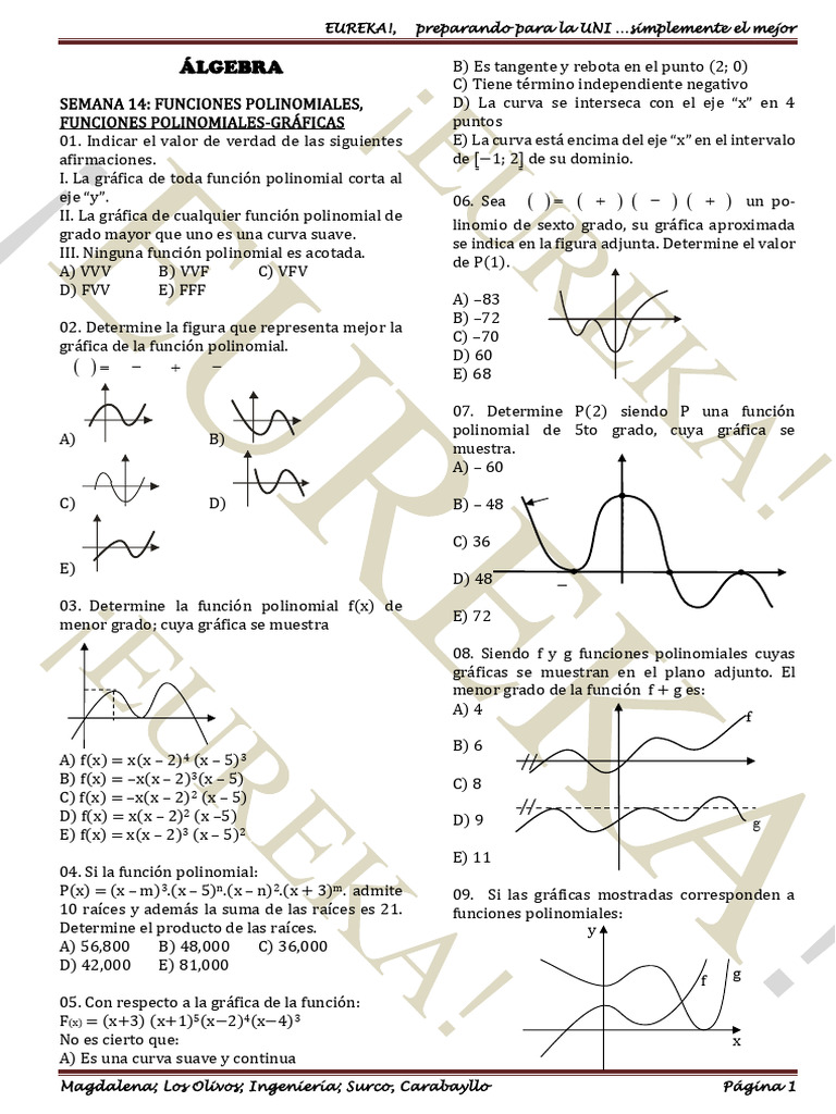 Algebra 14 Funciones Polinomiales | PDF | Ecuaciones | Análisis numérico