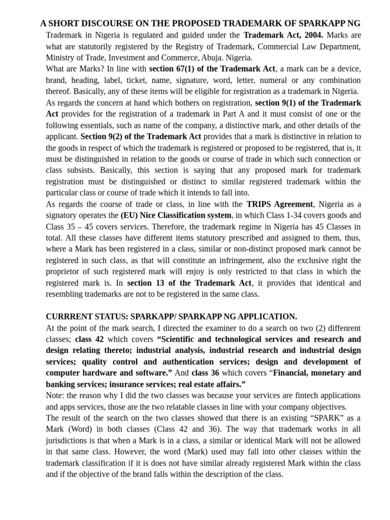 A Short Discourse On The Proposed Trademark | PDF | Trademark | Application Software