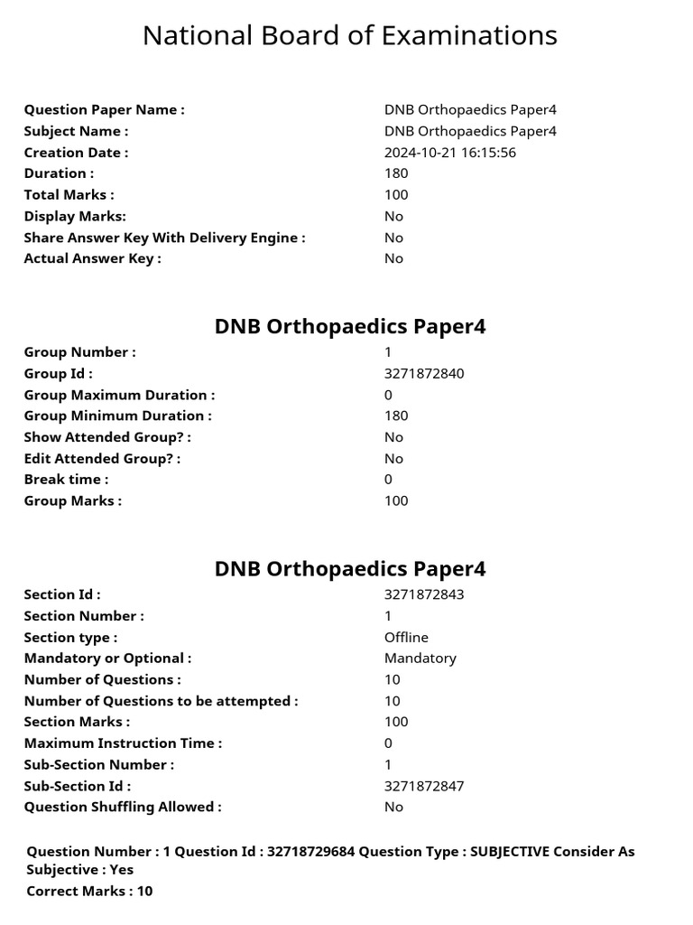 DNB Orthopaedics Paper 4 Overview | PDF | Orthopedic Surgery | Knee
