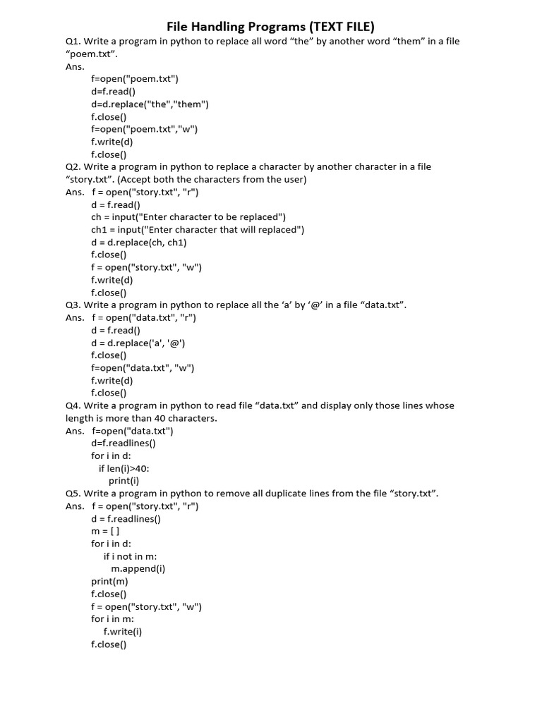 File Handling Programs For XII B | PDF | Comma Separated Values | Computer File