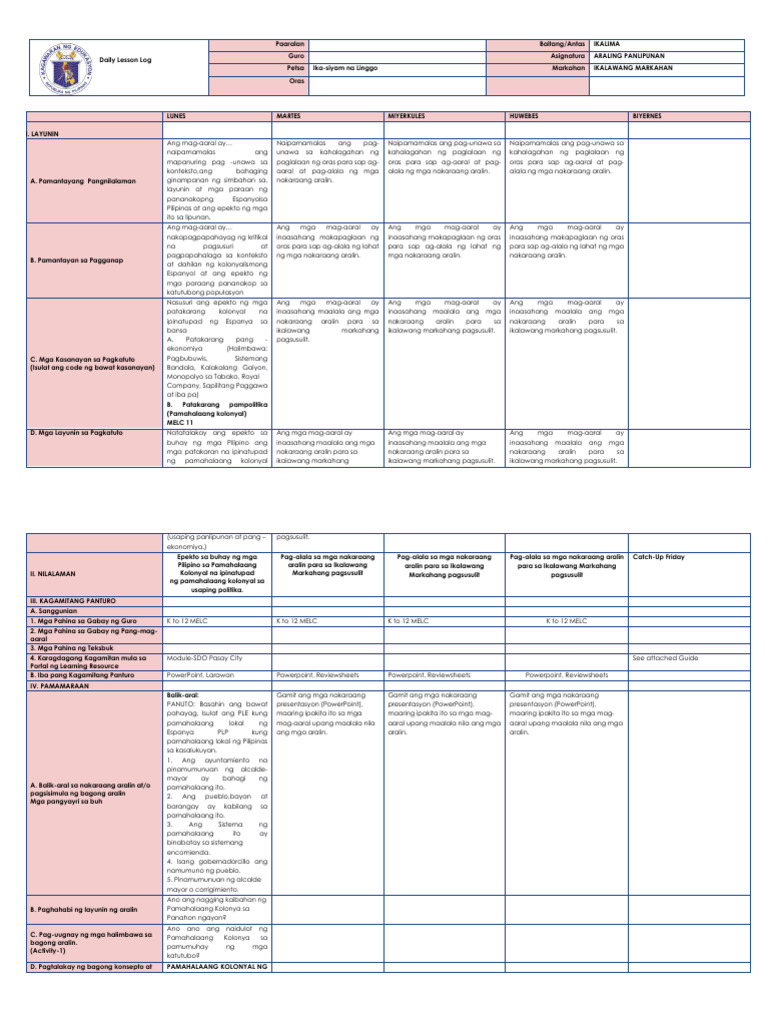 DLL Ap 5 W9 Q2 | PDF
