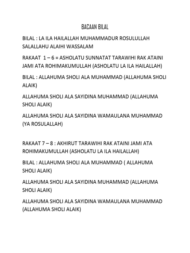 Bacaan Bilal | PDF