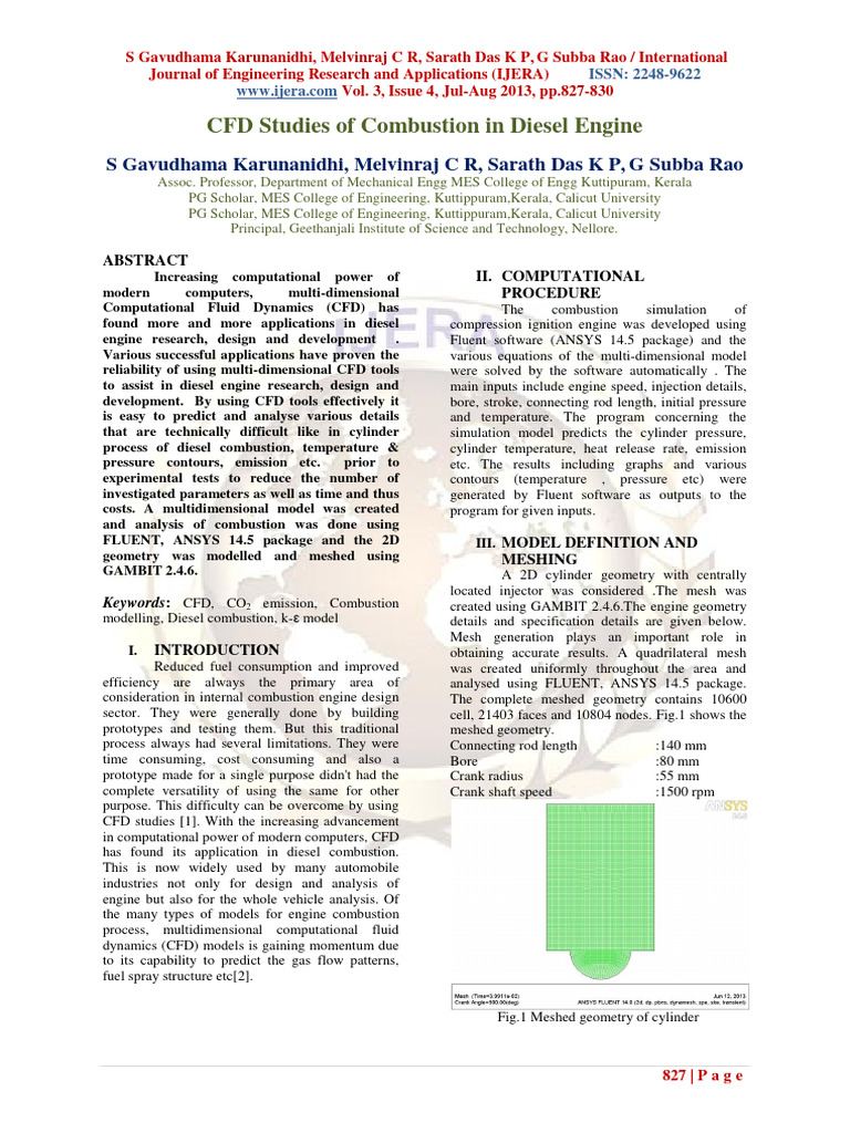Studies of Combustion in Diesel Engine S | PDF | Diesel Engine | Combustion