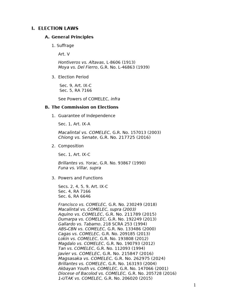 Comprehensive Guide to Election Laws | PDF | Commission On Elections ...