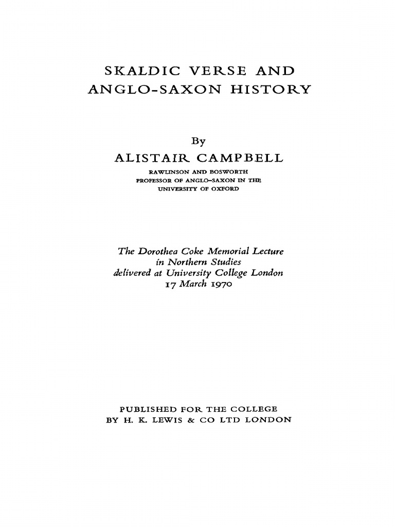 Skaldic Verse and Anglo-Saxon History | PDF