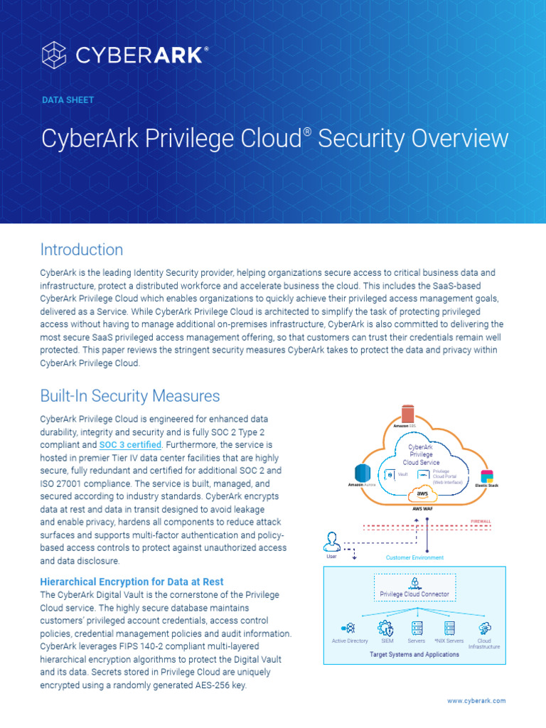 Cyberark Privilege Cloud Security Overview | PDF | Cloud Computing | Disaster Recovery