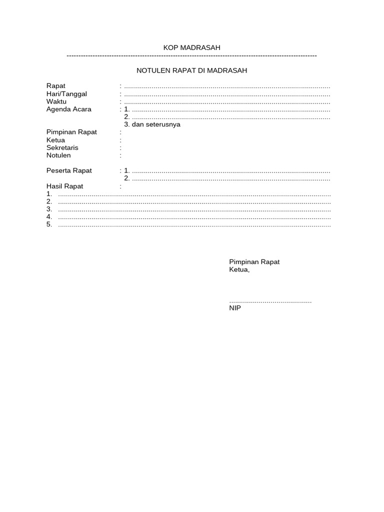 51.notulensi Rapat Di Madrasah | PDF