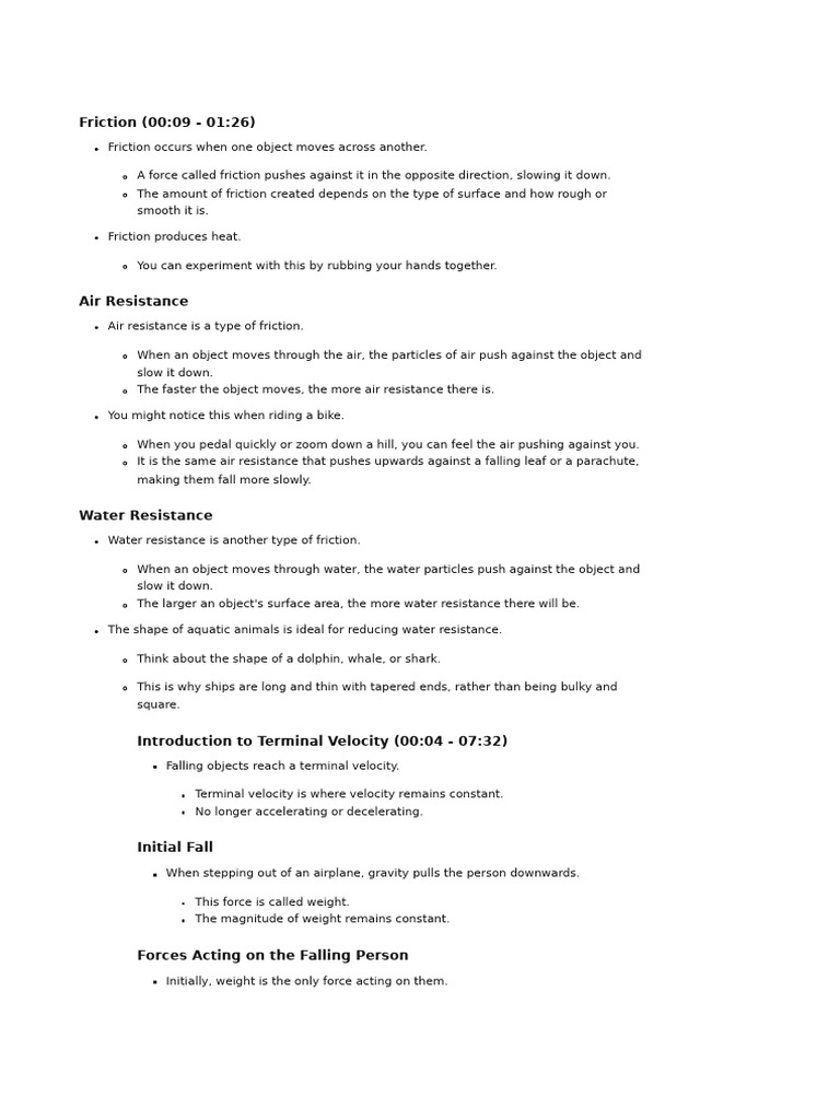 Understanding Friction and Terminal Velocity | PDF | Force | Drag (Physics)