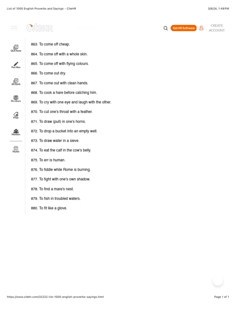 List of 1000 English Proverbs and Sayings | PDF