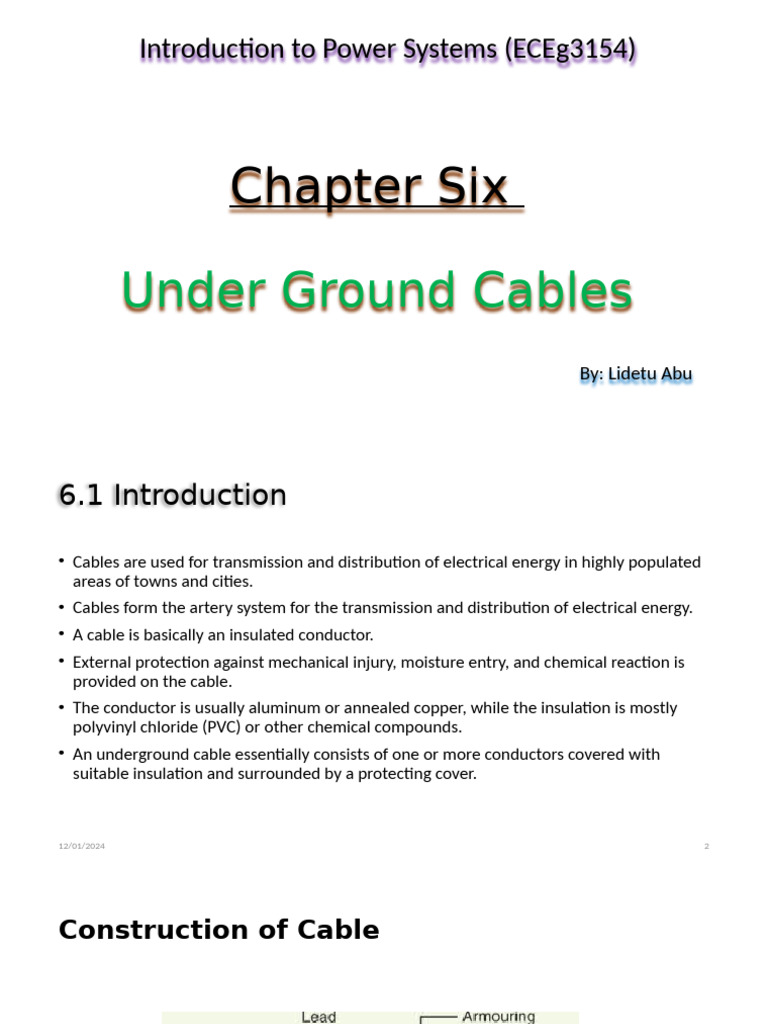 Chapter Six Under Ground Cables | PDF | Insulator (Electricity) | Electric Power Transmission