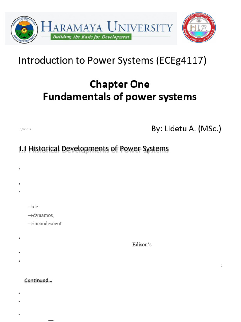 Chapter One - Fundamentals of Power System | PDF | Electric Power Distribution | Electricity ...