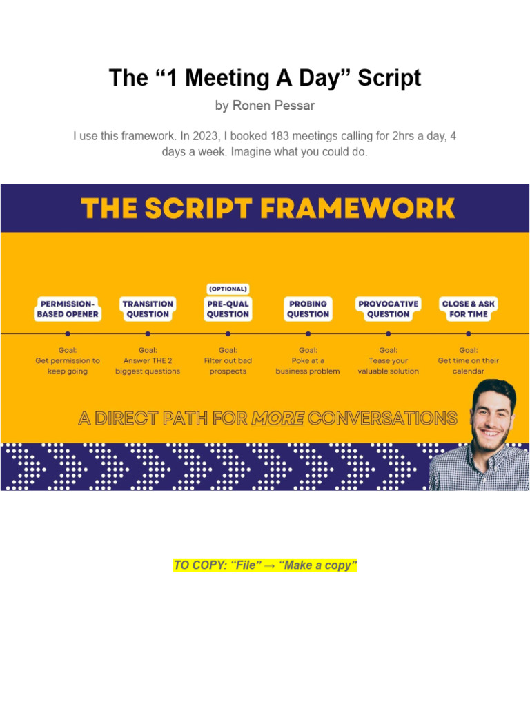 1 Meeting Per Day Script Builder - I Used This Framework To Book 183 Meetings | PDF