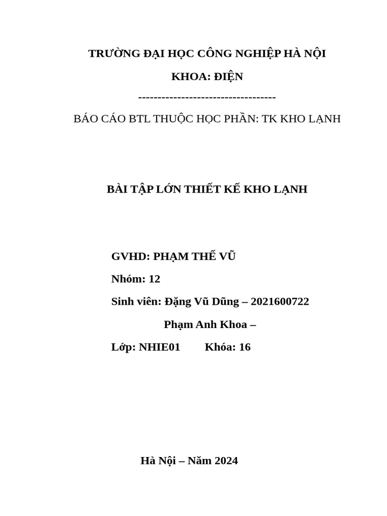 BTL TK Kho L NH | PDF