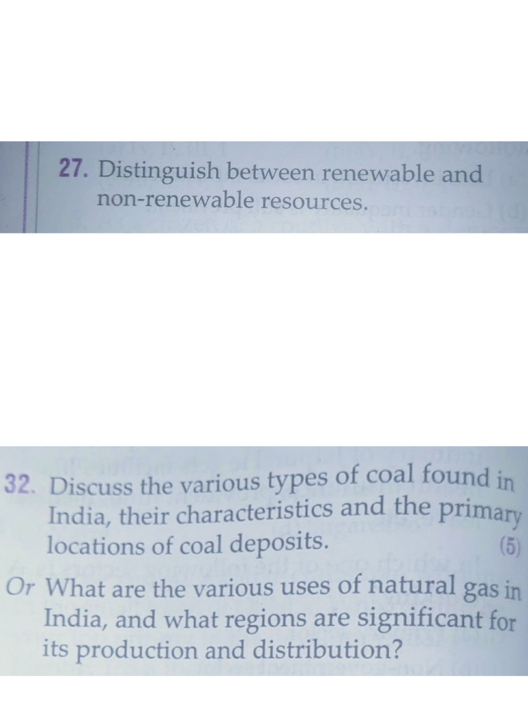 Important Questions of Mineral Energy Resources and Manufacturing ...