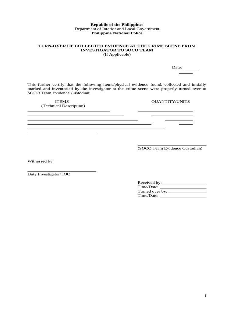 Turn Over of Collected Evidence | PDF