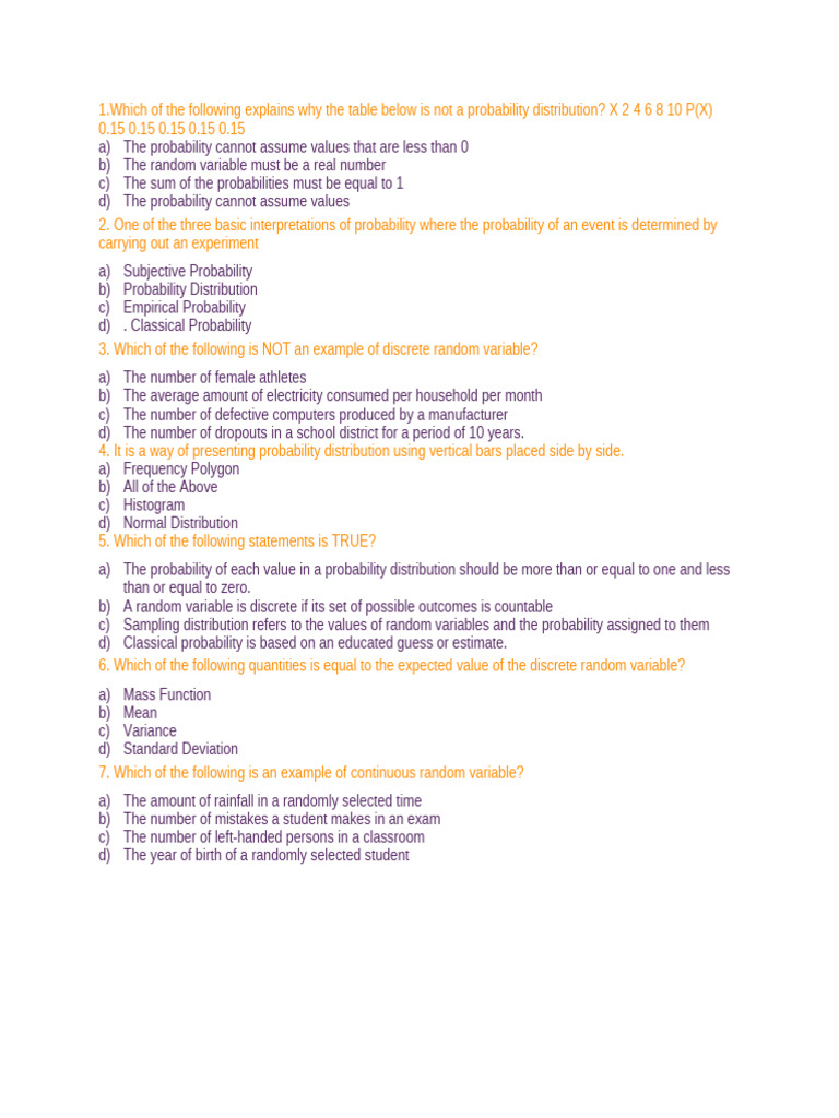 Probability Concepts Quiz Pdf