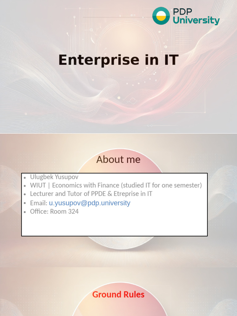 Enterprise in IT Week1, Lec 1 | PDF | Performance Indicator | Computer ...