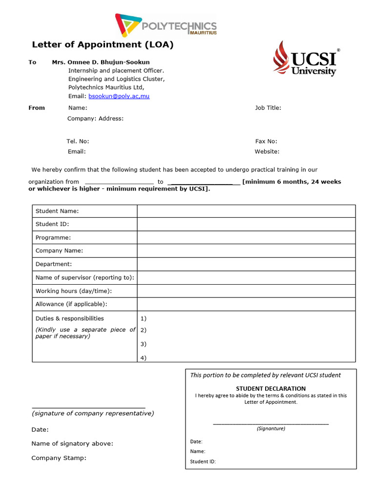 Letter of Appointment | PDF