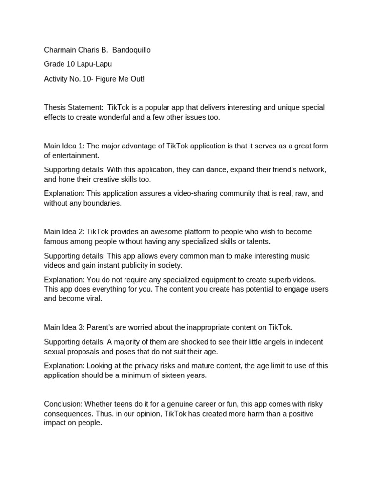 Tiktok Issue Argumentative Essay | PDF | Social Media | Popular Culture ...
