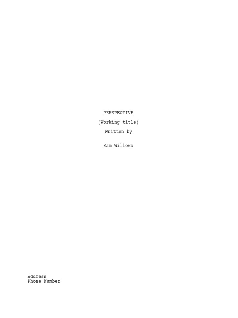 Perspective (Working Title) Written by | PDF | Leisure | Violence