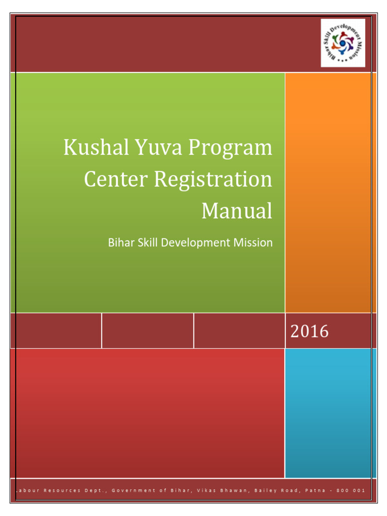 Kushal Yuva Program Center Registration Manual | PDF | Cheque | Computing