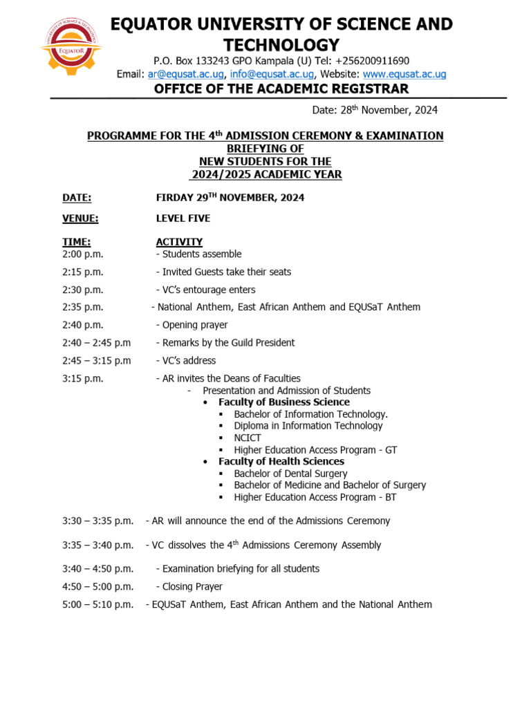 Program - Admission Ceremony - 4th | PDF