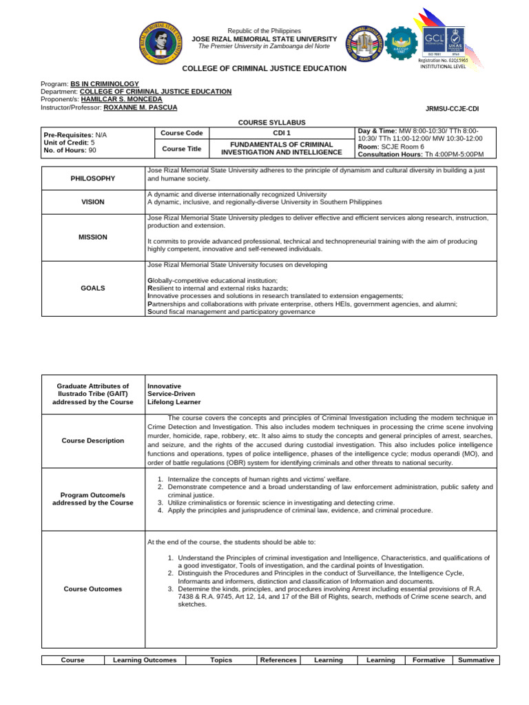 CDI Fundamentals of Criminal Investigation and Intelligence | PDF | Forensic Science | Criminal ...