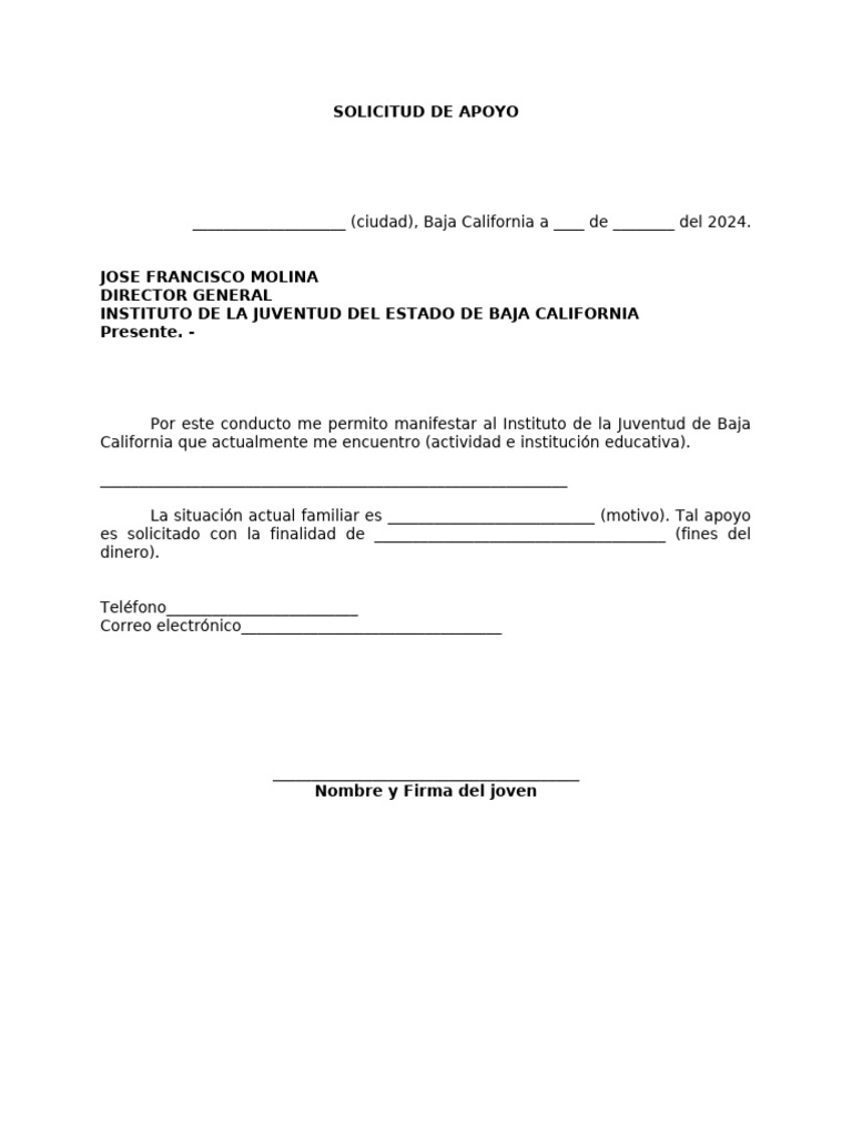 Solicitud de Apoyo Juvenil BC 2024 | PDF